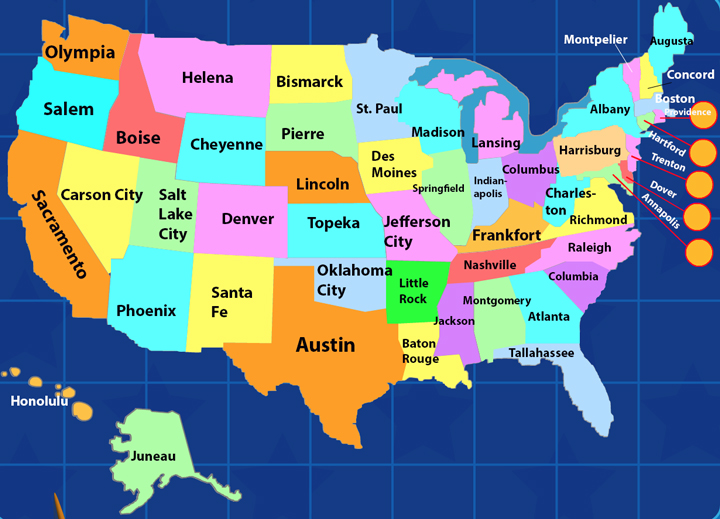 Click on a Capital City to Learn More