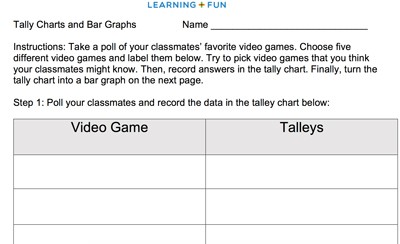 Using a Tally Chart to Record Favorite Video Games