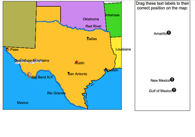 Texas Detailed Online Label-me Map