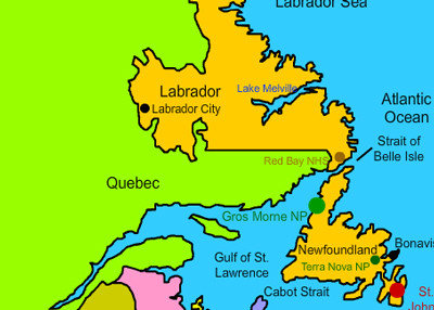 Labrador and Newfoundland Interactive Map and Interesting Facts