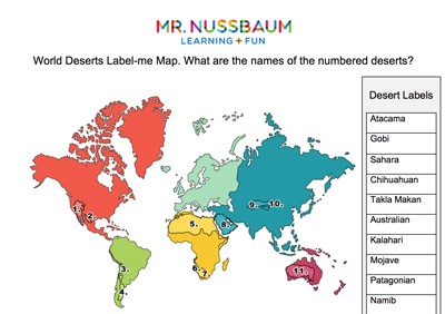 World Deserts Label-me Map