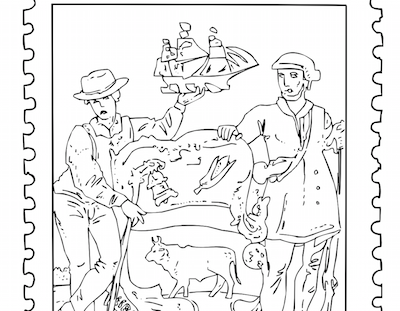 Delaware Statehood United States Postage Stamp Coloring Page