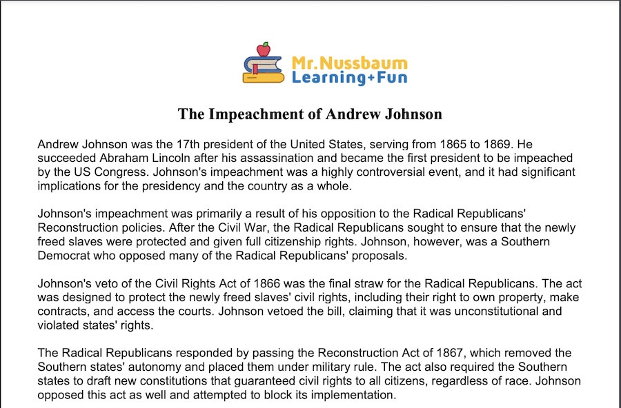 The Freedmen's Bureau Reading Comprehension - Printable