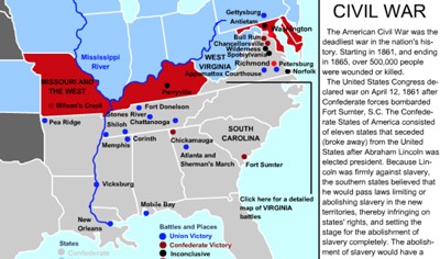 Civil War Battles Interactive Map - Click to Learn about 30 Civil War ...