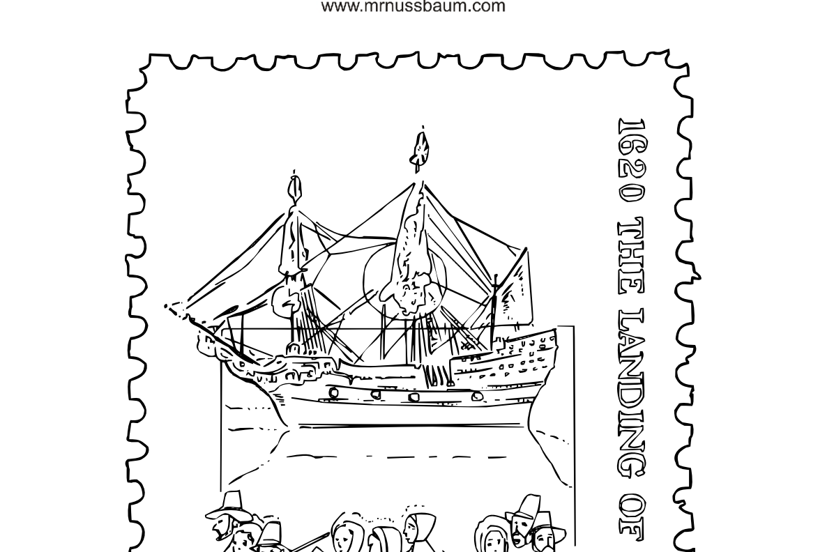 The Landing of the Pilgrims United States Postage Stamp Coloring Page