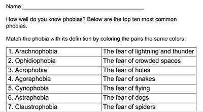 Phobias Matching